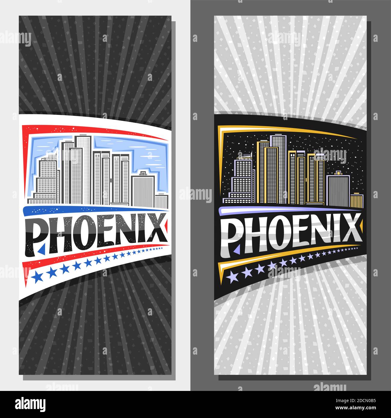 Vector vertical layouts for Phoenix, decorative leaflet with line ...
