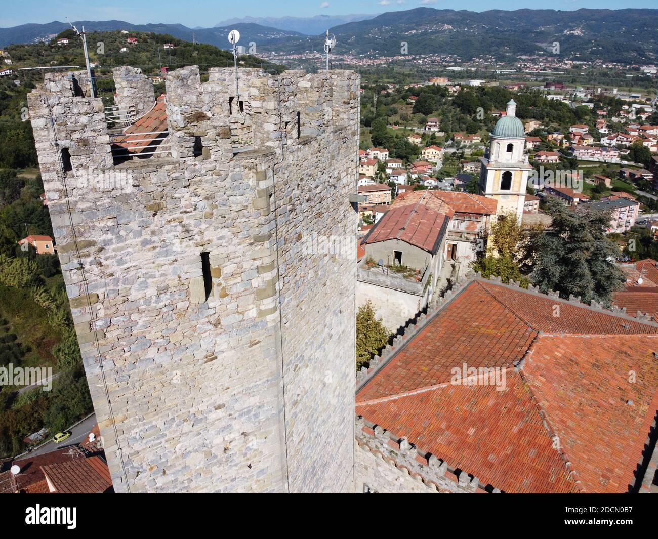 Arcola, La Spezia, Liguria / Italy - 10/15/2020: Aerial view of Arcola ...