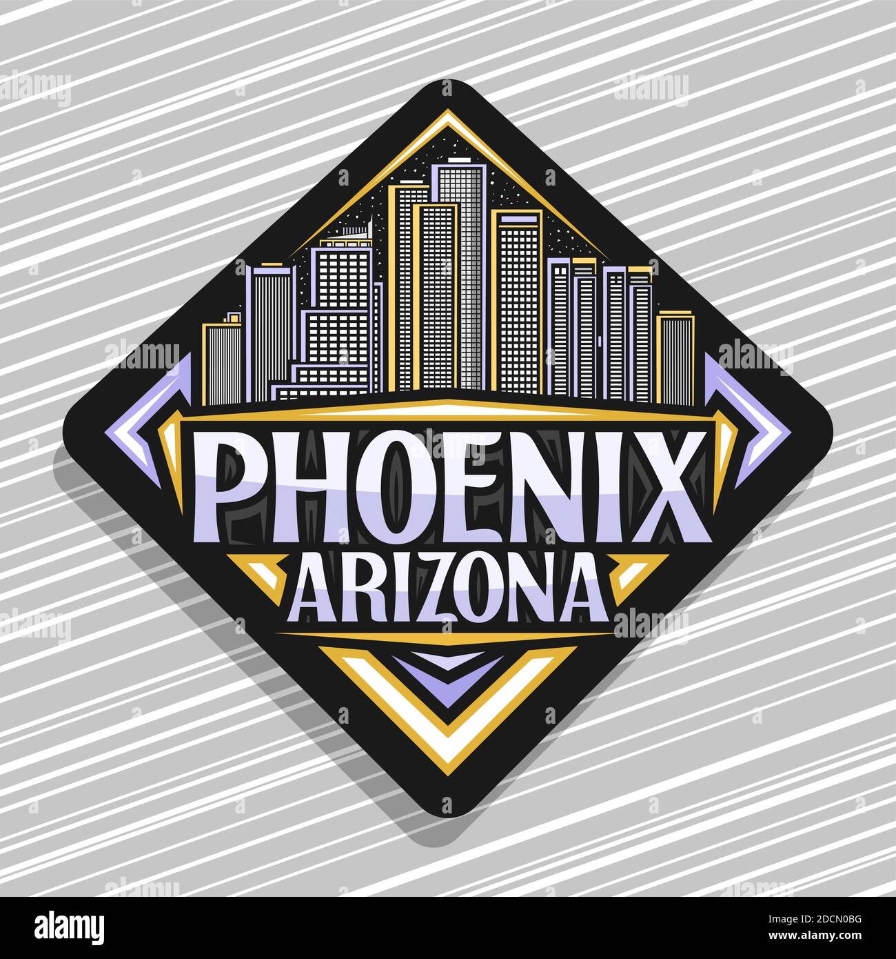 Vector logo for Phoenix, black decorative rhombus road sign with ...
