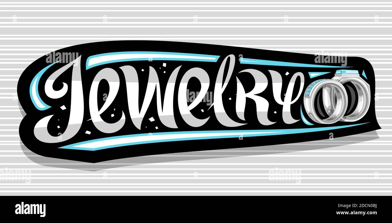 Vector logo for Jewelry, dark signboard with illustration of pair ...
