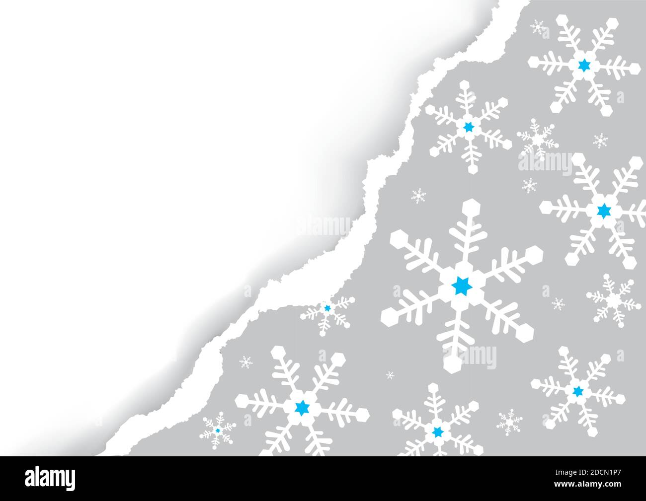 Christmas ripped paper, grey background with snowflakes. Illustration ...