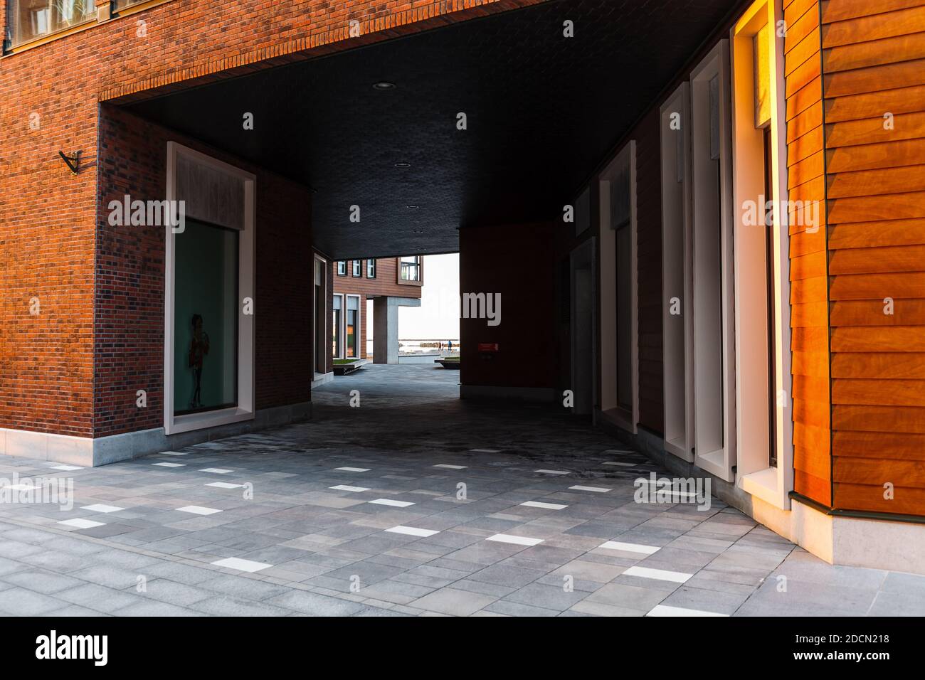 A new residential area at Port Noblessner. Spring sunset time Stock ...