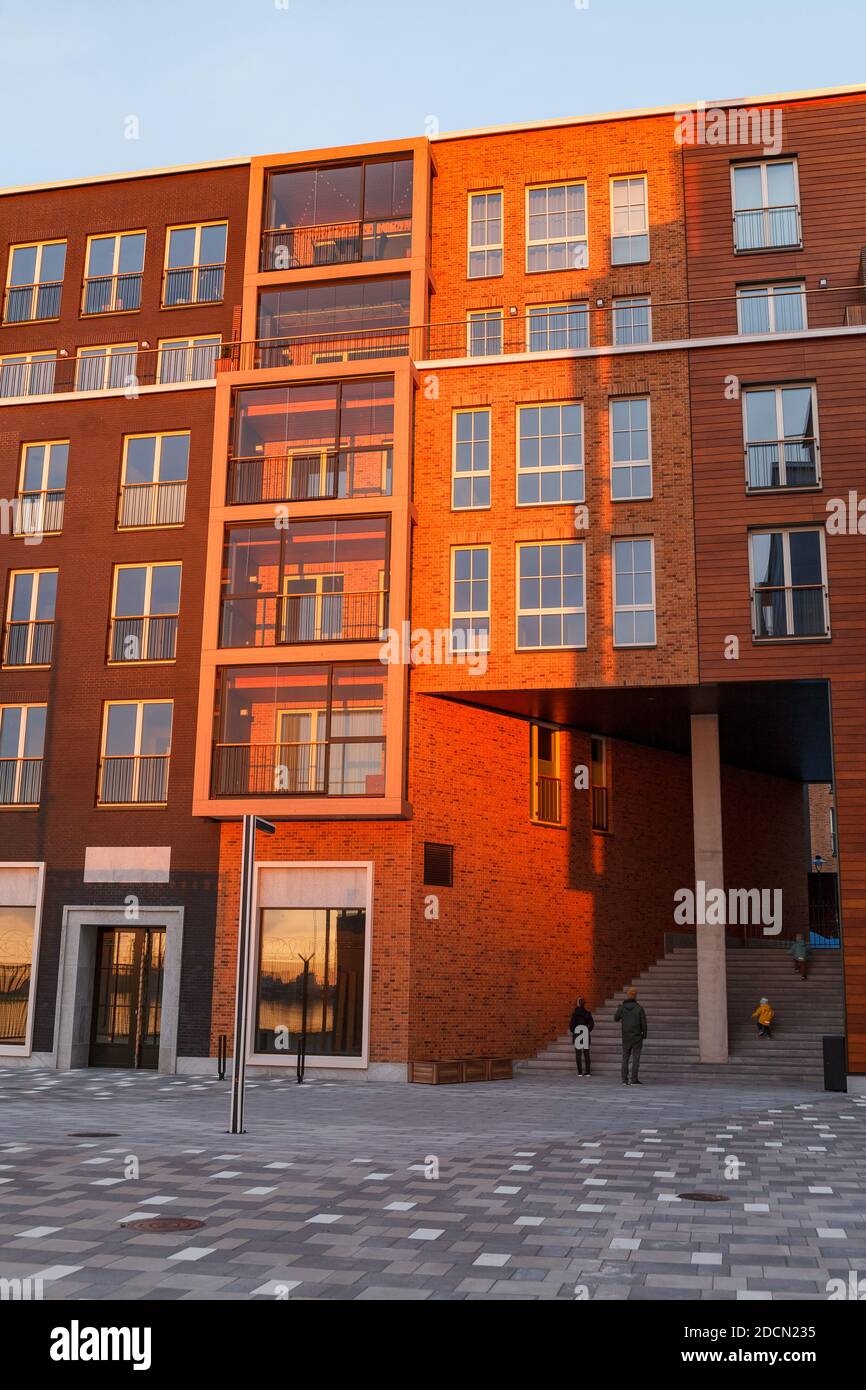 A new residential area at Port Noblessner. Spring sunset time Stock ...