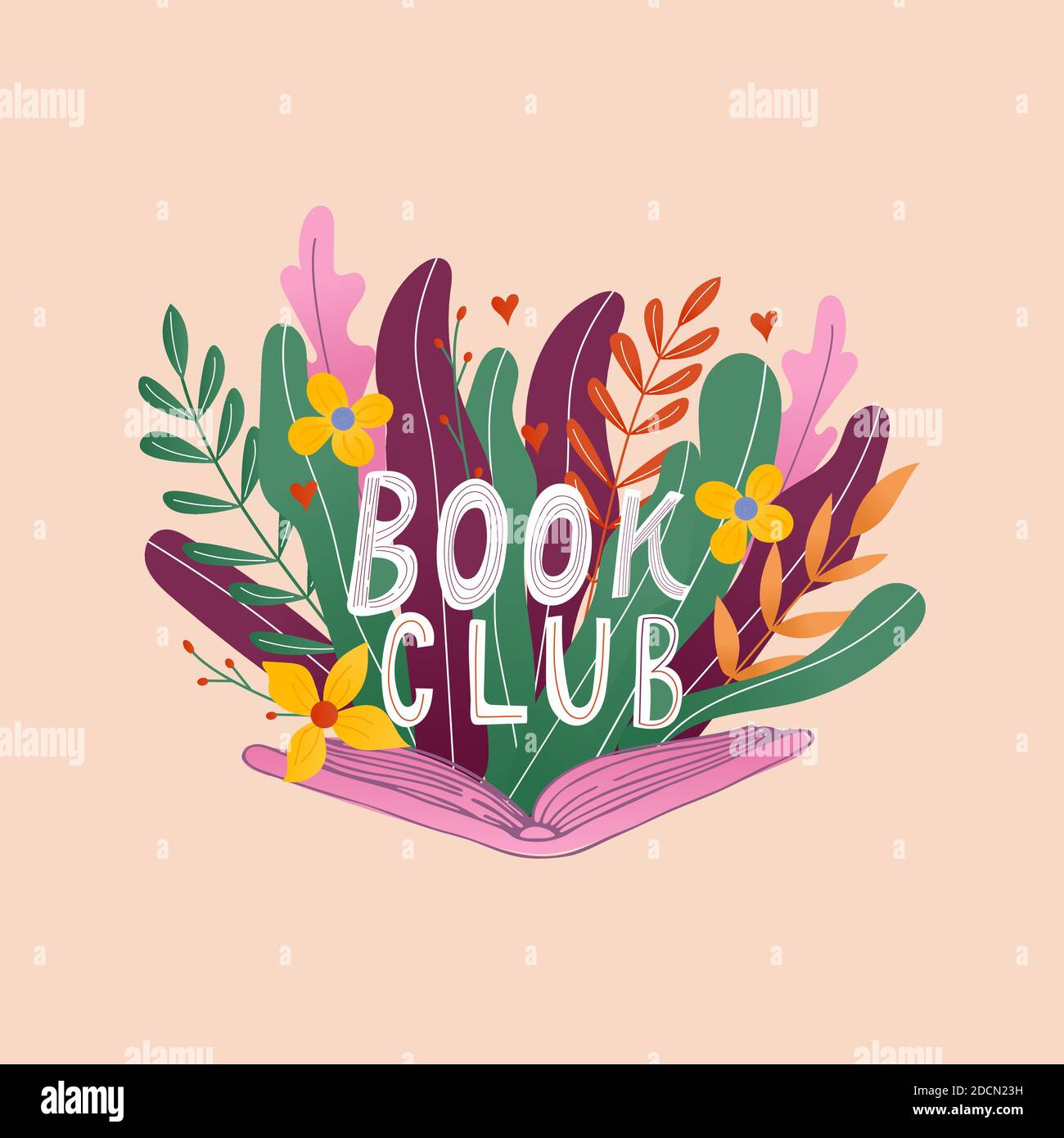 Hand drawn lettering Book club inscription for invitation and greeting ...