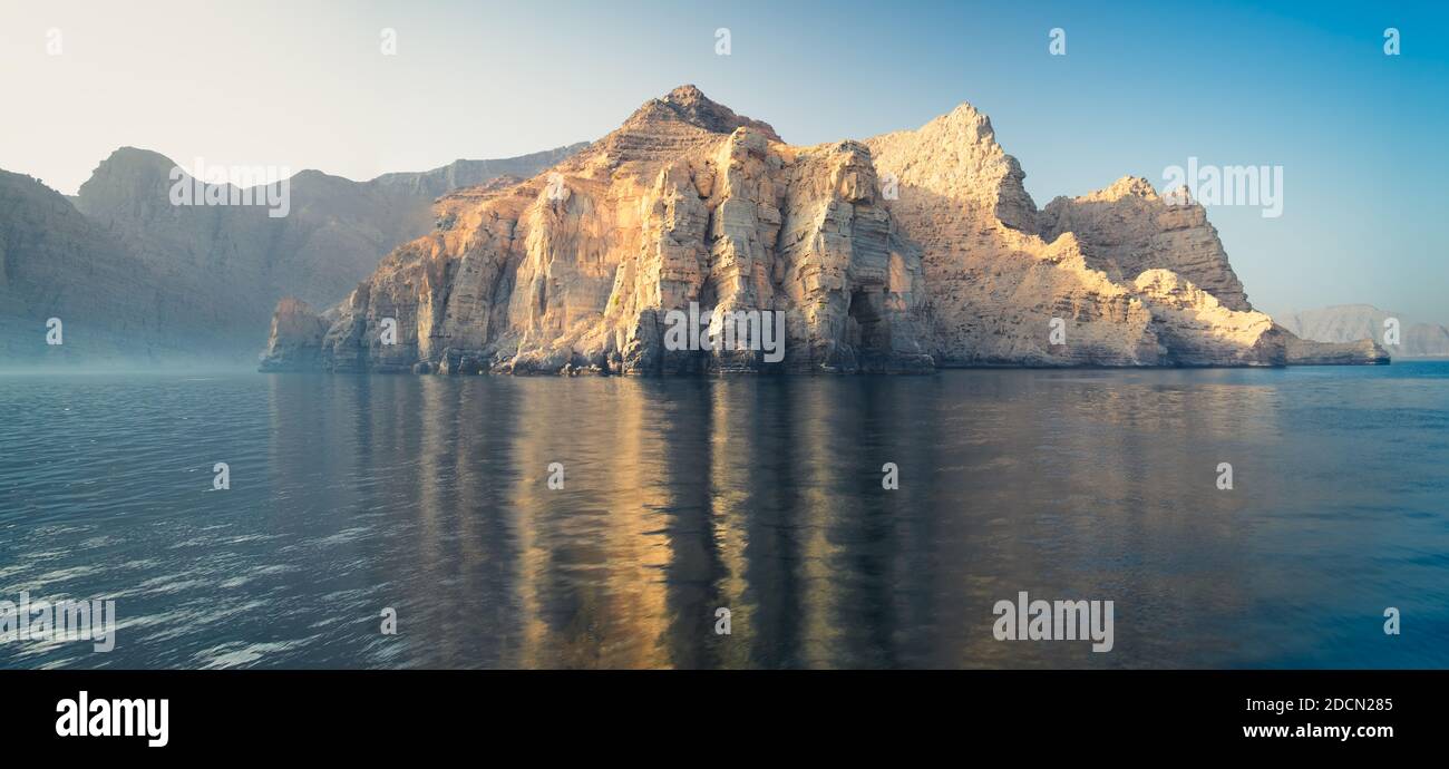 Sea tropical landscape with mountains and fjords, Oman Stock Photo - Alamy