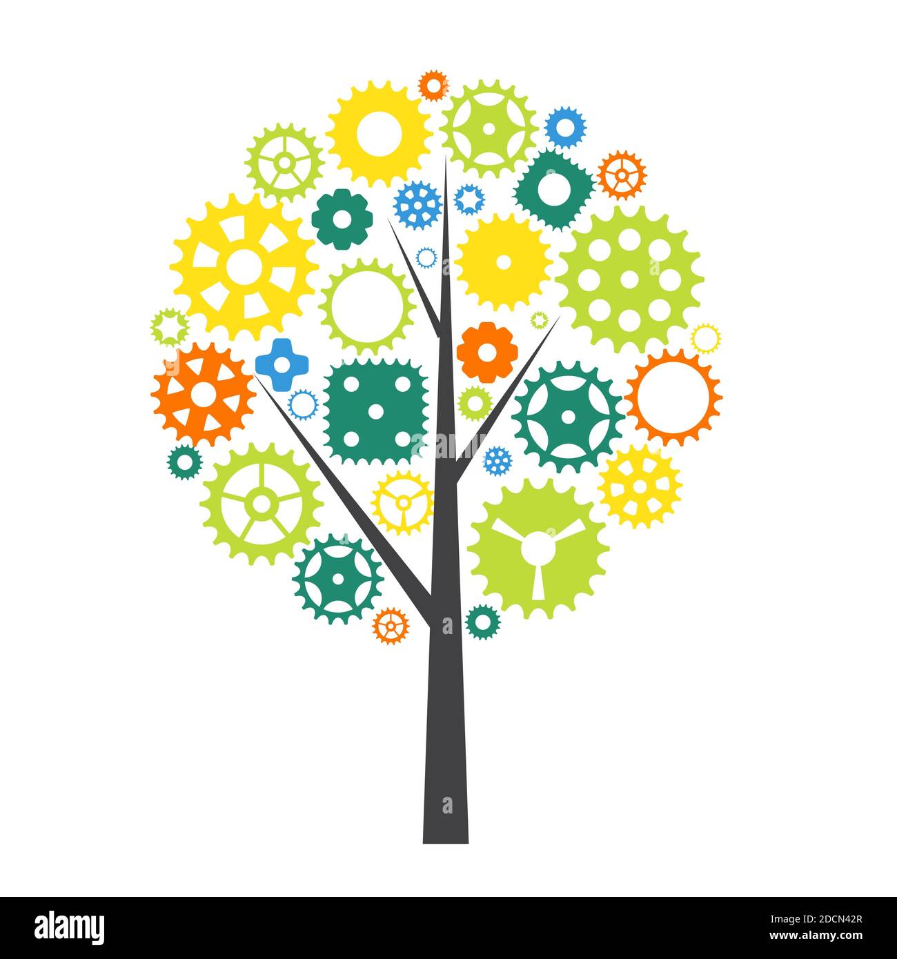 Machine Gear Wheel Cogwheel Tree Concept. illustration Stock Photo - Alamy