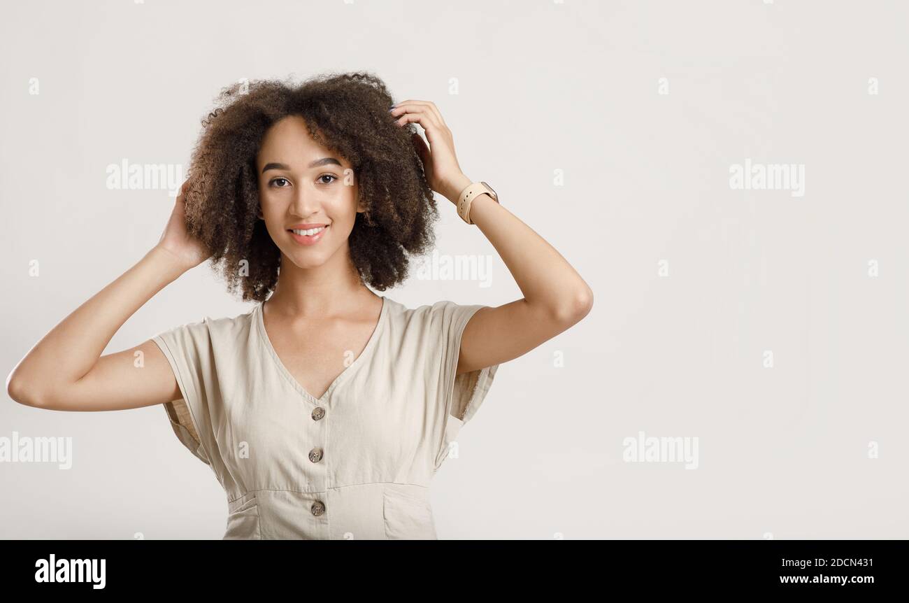 Modern millennial lady and natural positive emotions Stock Photo - Alamy