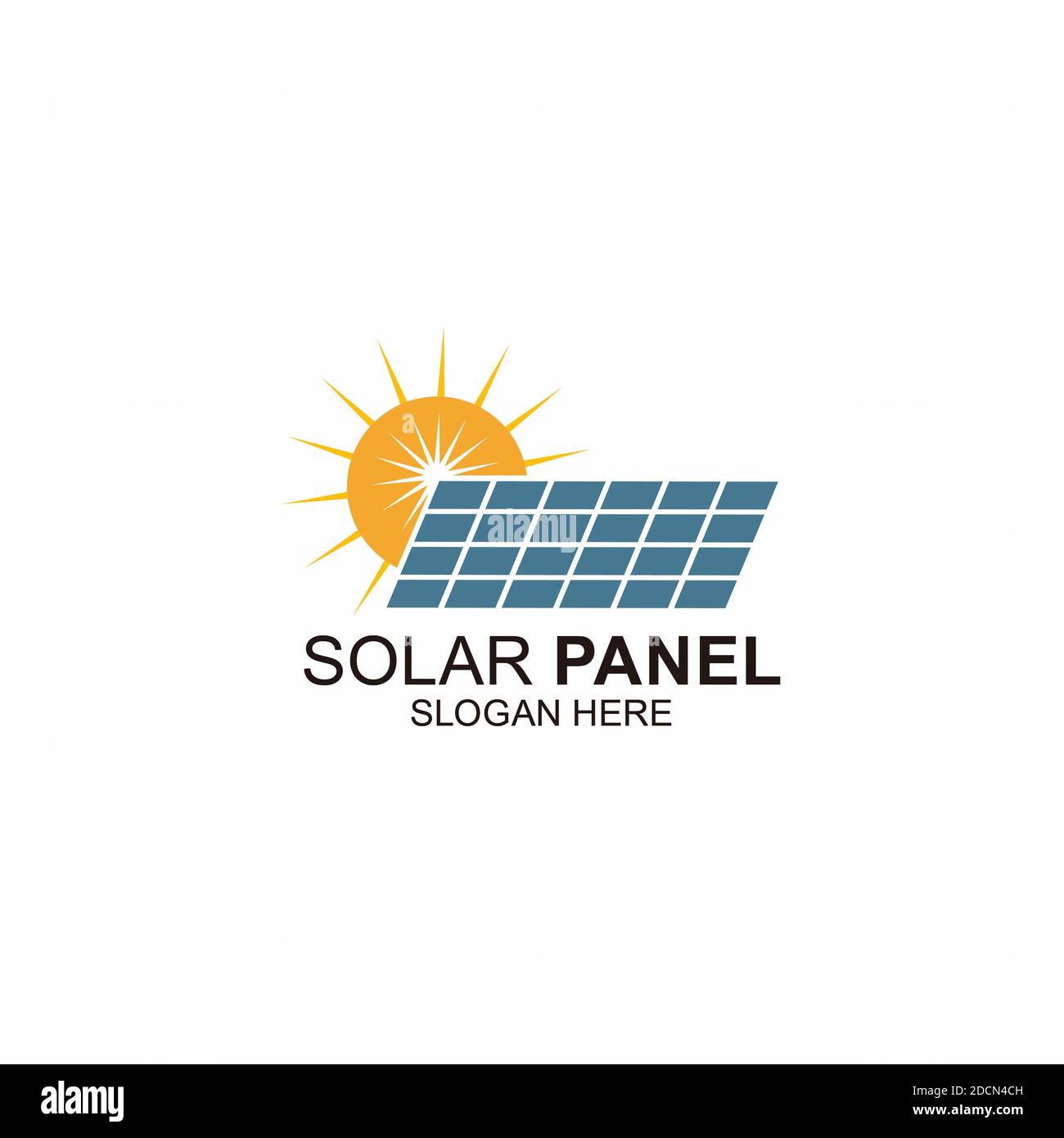 Solar panel with sun logo symbol design inspiration Stock Photo - Alamy