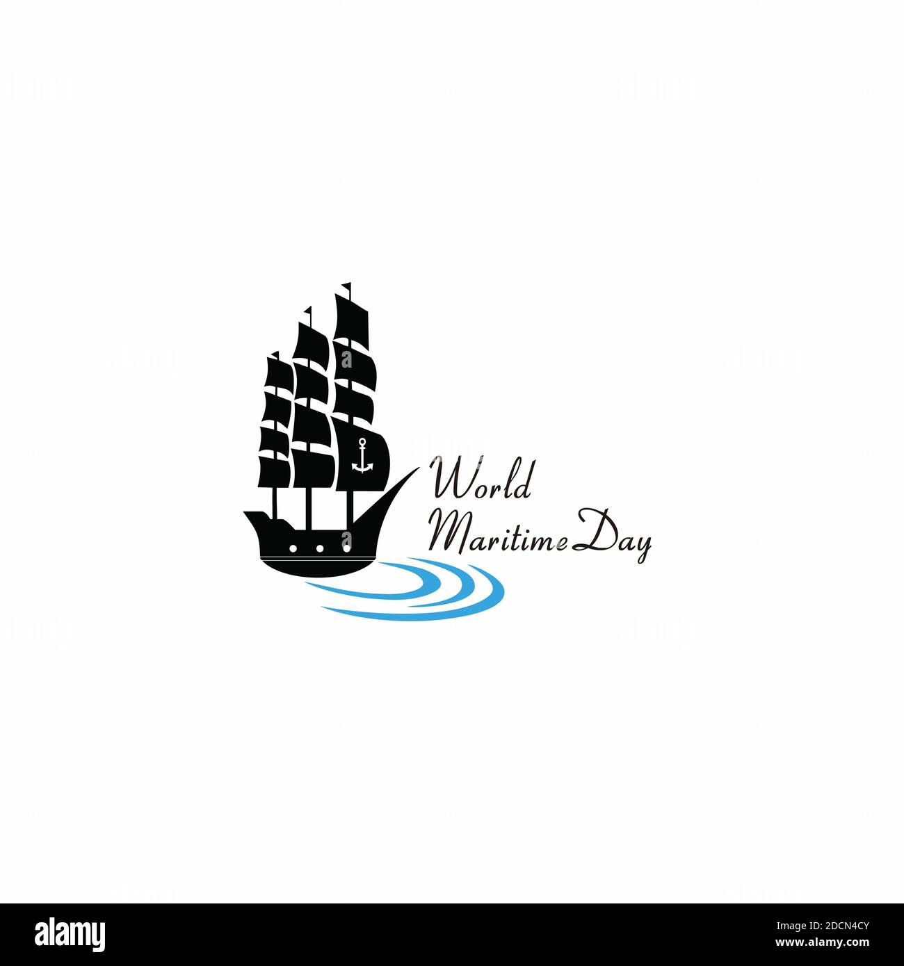 symbol world maritime day with wave and sailboat logo design ...