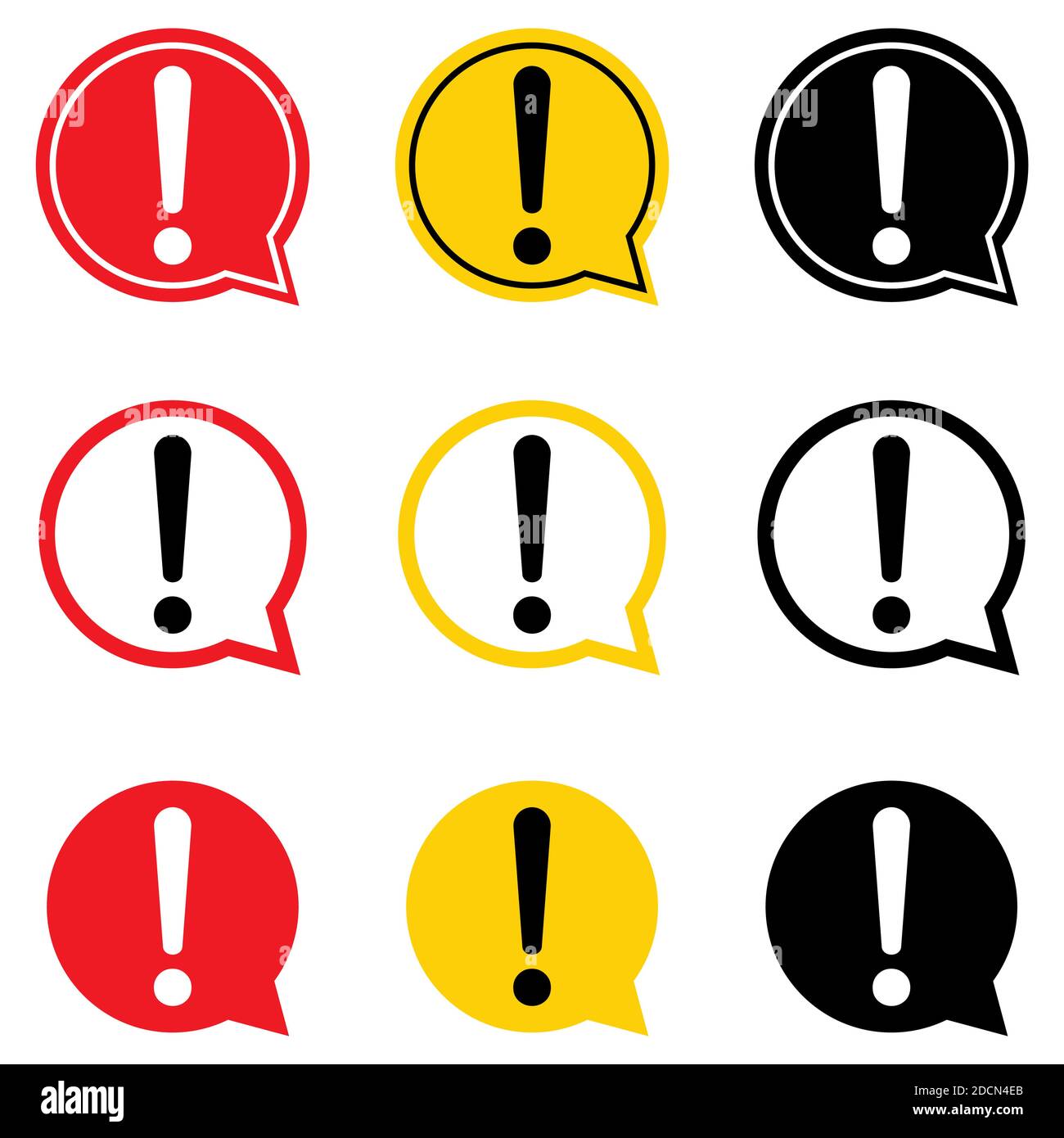 Set of hazard warning, warn symbol vector icon flat sign symbol with ...