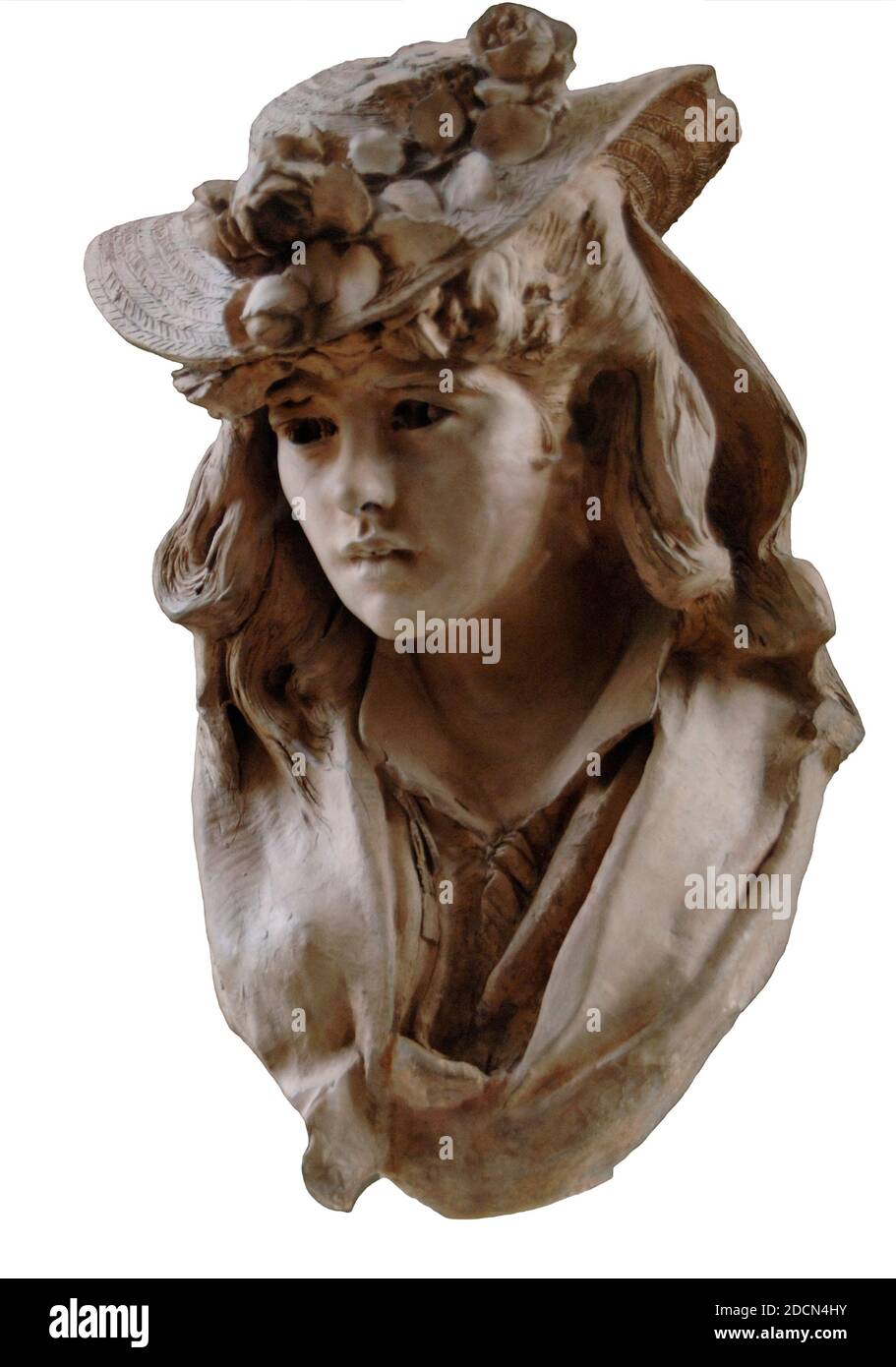 Auguste Rodin (1840-1917). French sculptor. Young woman with flower hat ...