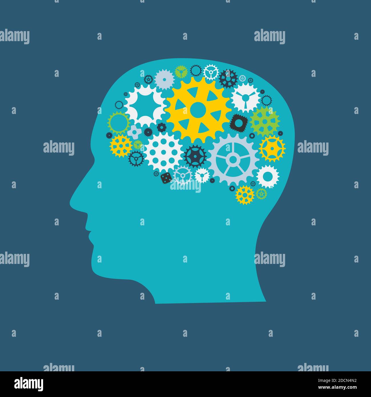 Machine Gear Wheel Cogwheel Human Brain Concept. illustration Stock ...