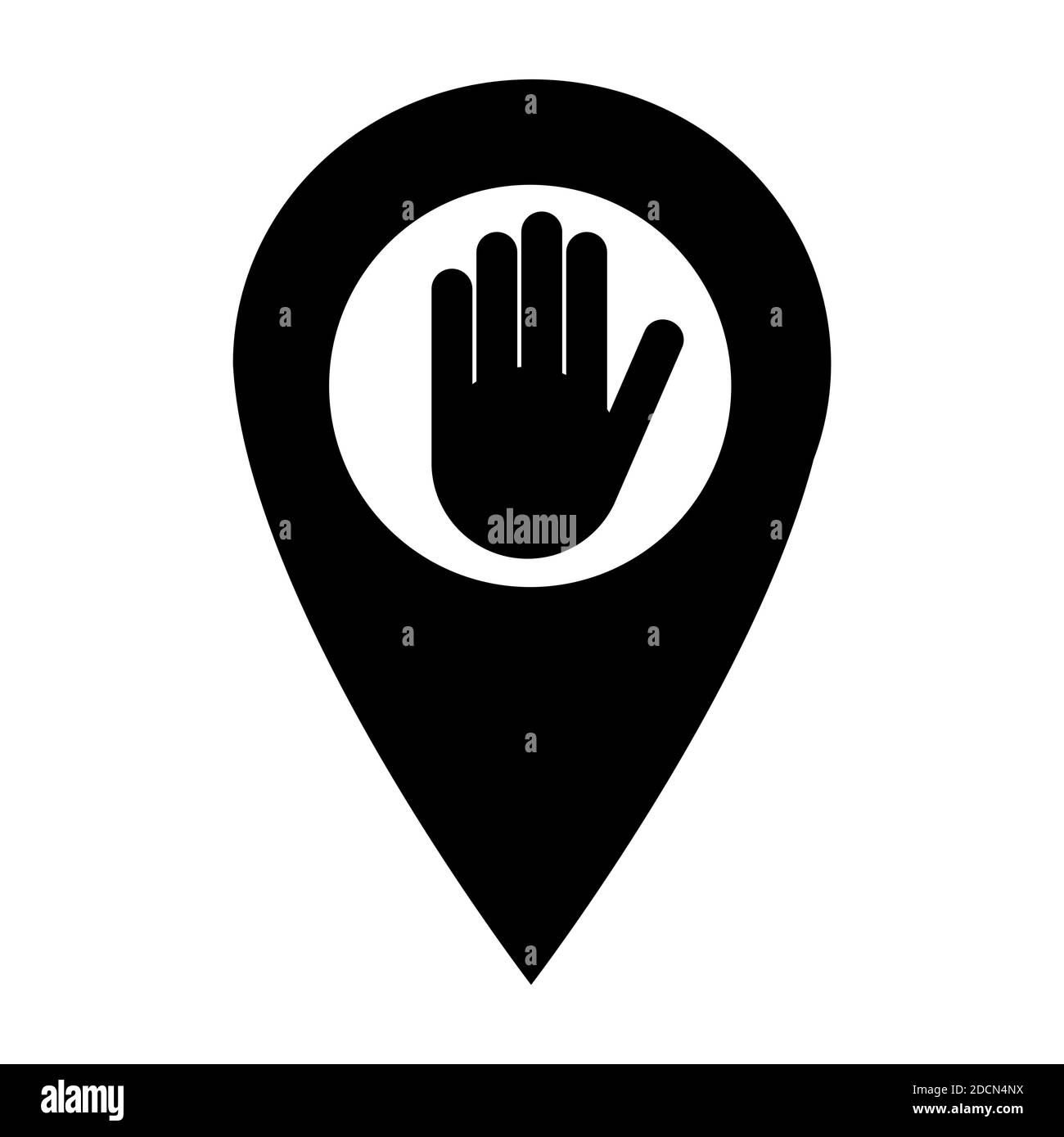 Stop icon with alert hand, warning covid symbol, no - danger isolated ...