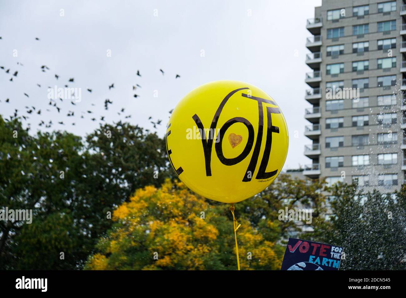 NEW YORK - October 24, 2020: Yellow Balloon with "Vote" written on it ...