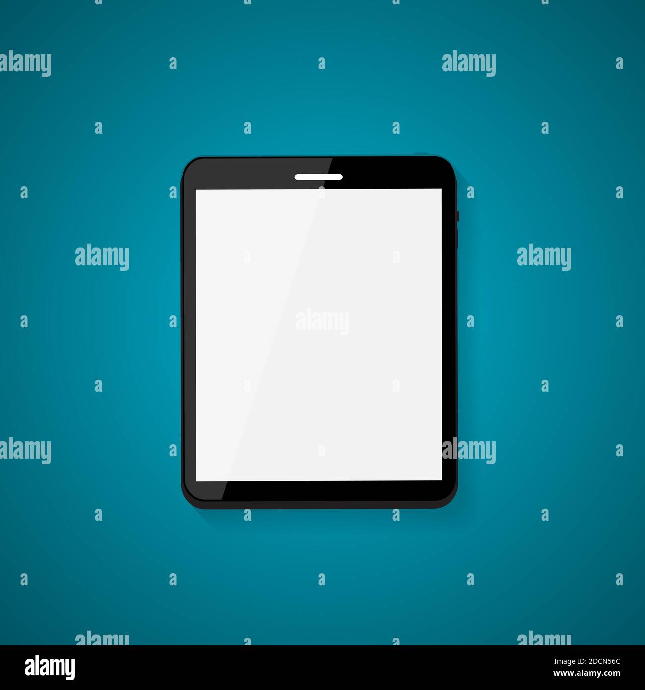 Abstract Design Realistic Tablet with Blank Screen on Blue Background ...