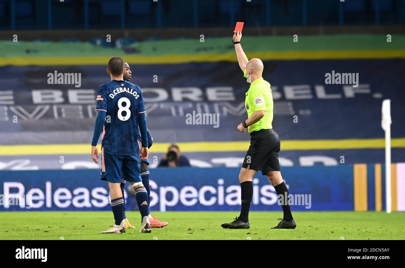 Arsenal's Nicolas Pepe is sent off after being shown a red card by ...
