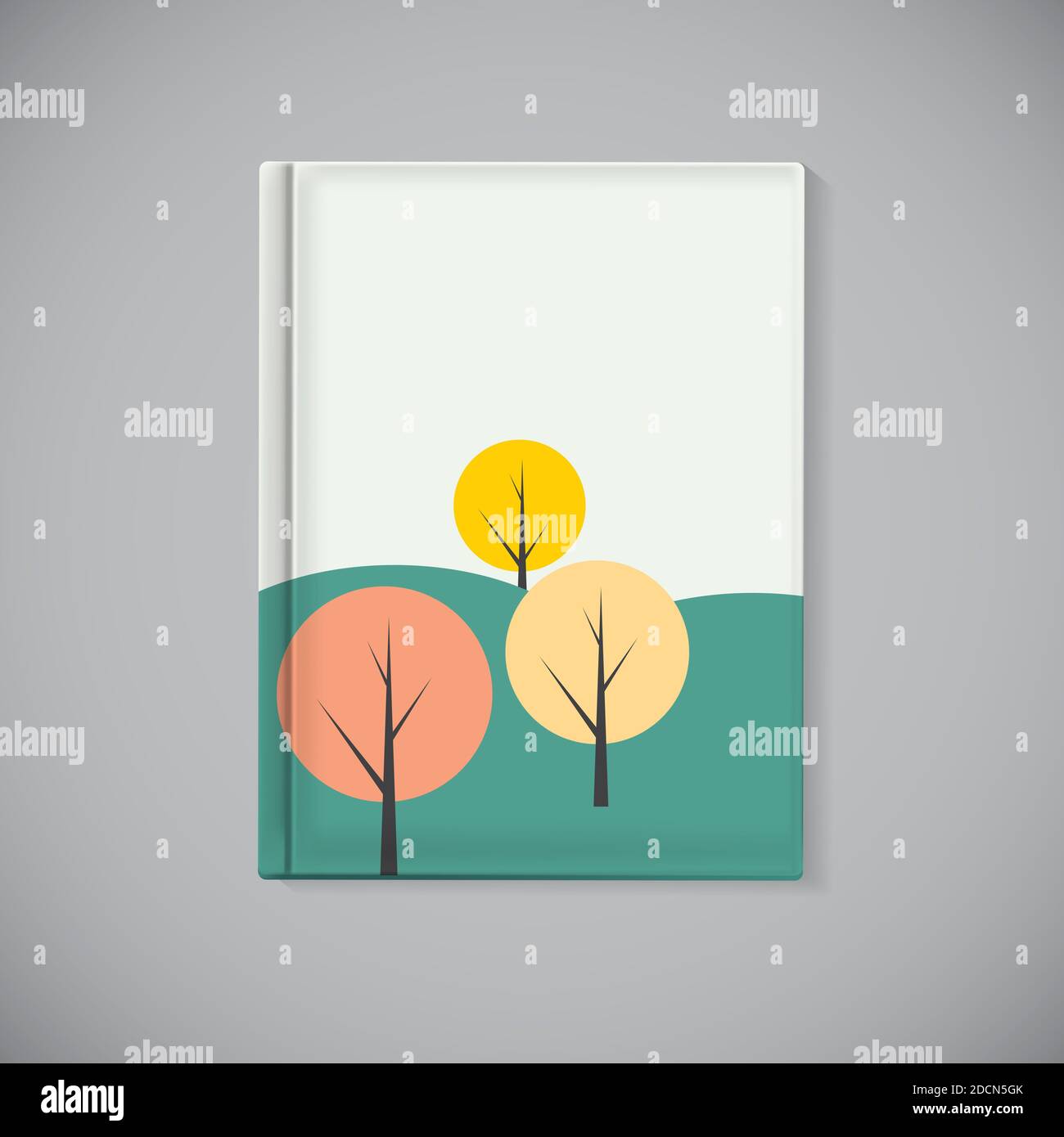 Book Cover Template with Simple Autumn Tree Background Illustration ...