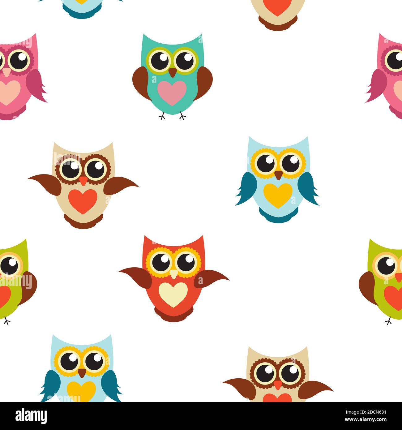 Cute Owl Seamless Pattern Background Illustration Stock Photo - Alamy