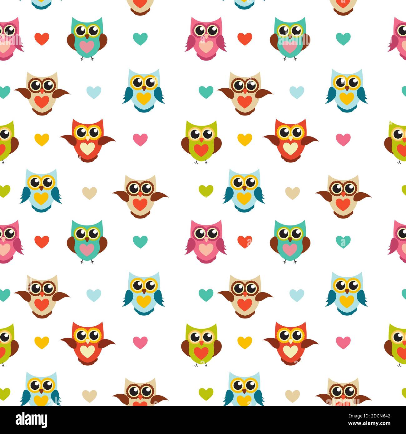 Cute Owl Seamless Pattern Background Illustration Stock Photo - Alamy