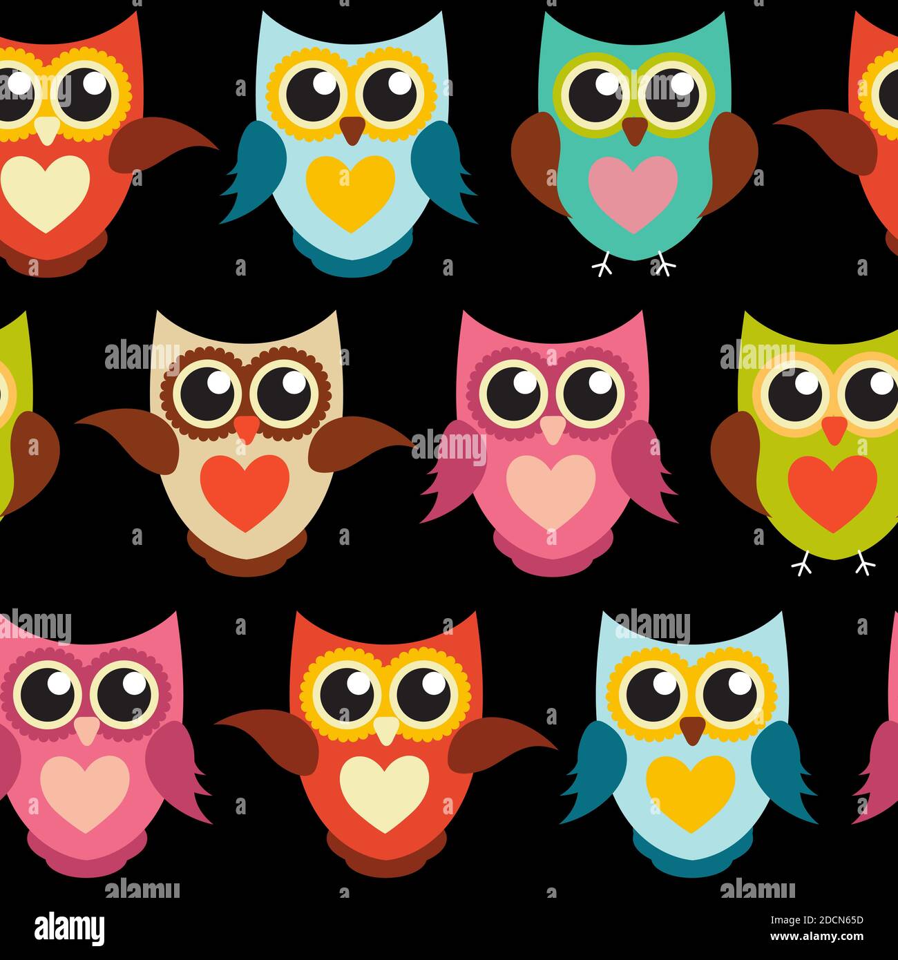 Cute Owl Seamless Pattern Background Illustration Stock Photo - Alamy