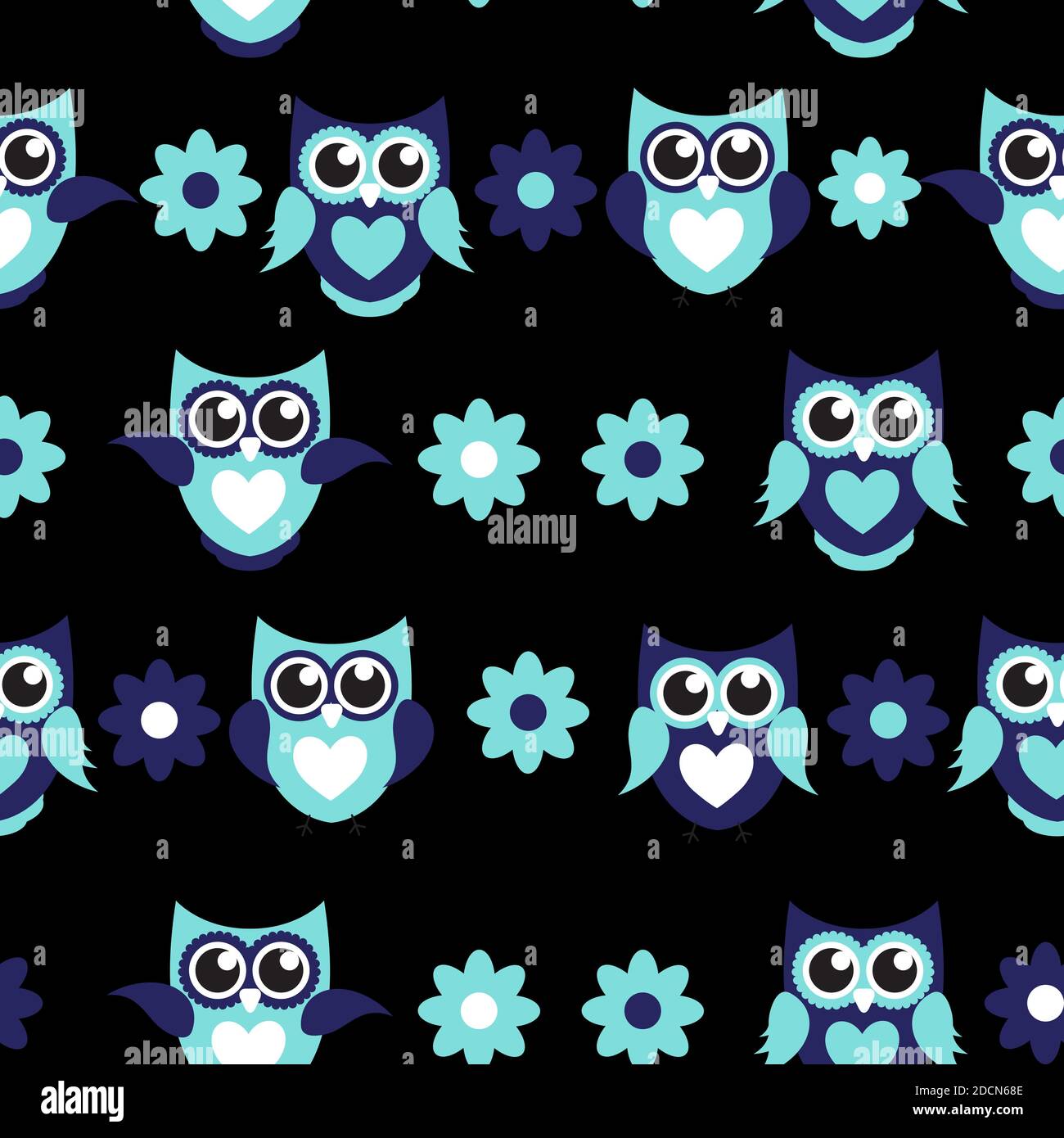 Cute Owl Seamless Pattern Background Illustration Stock Photo - Alamy