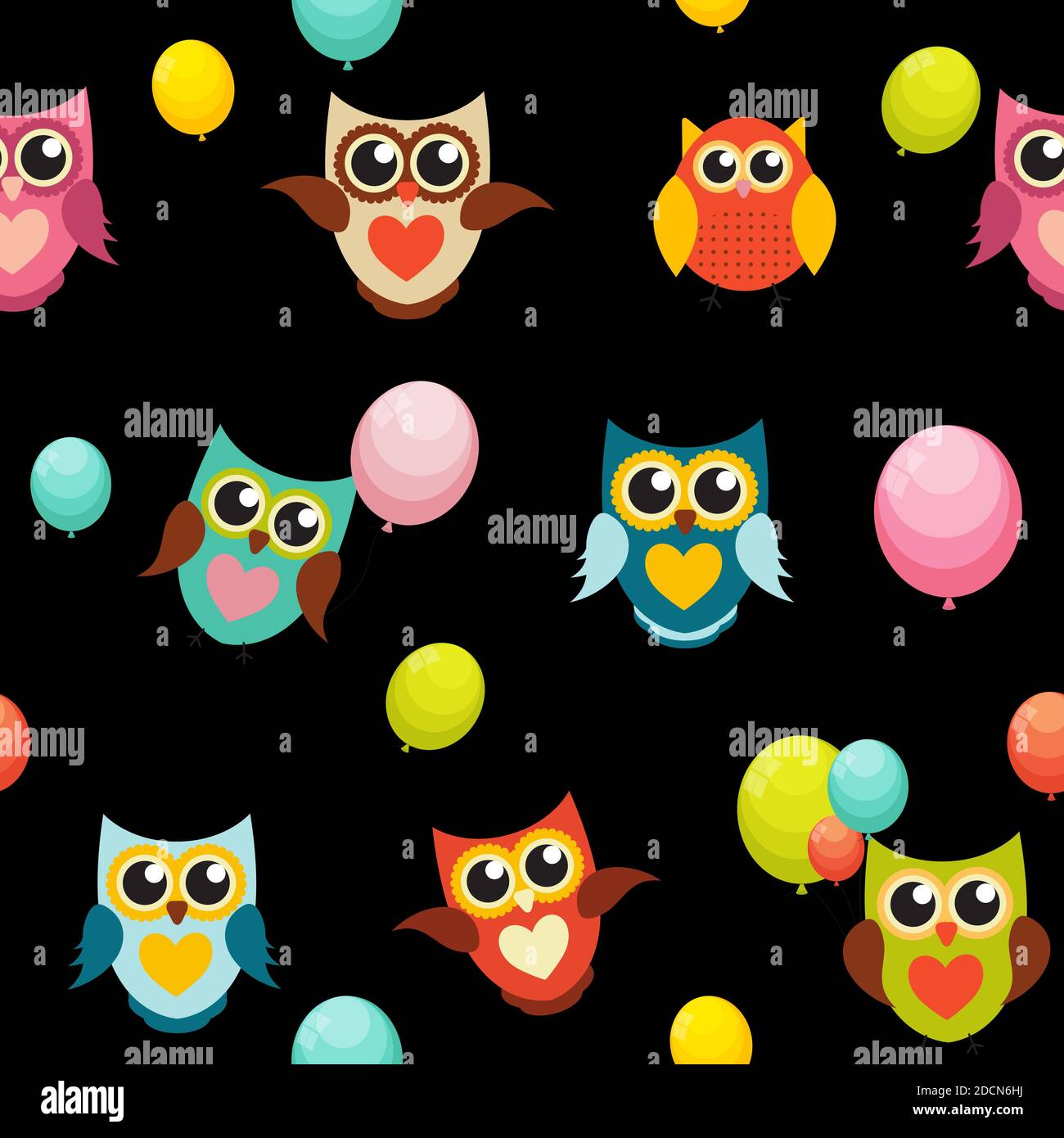 Cute Owl Seamless Pattern Background Illustration Stock Photo - Alamy