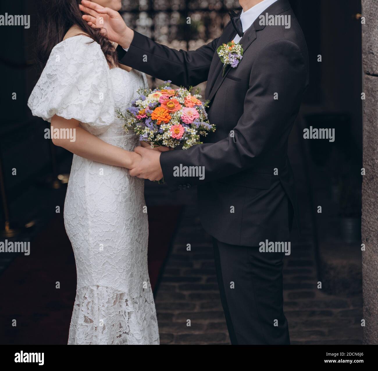 Bridal couple together celebrating happy wedding day. Wedding agency ...