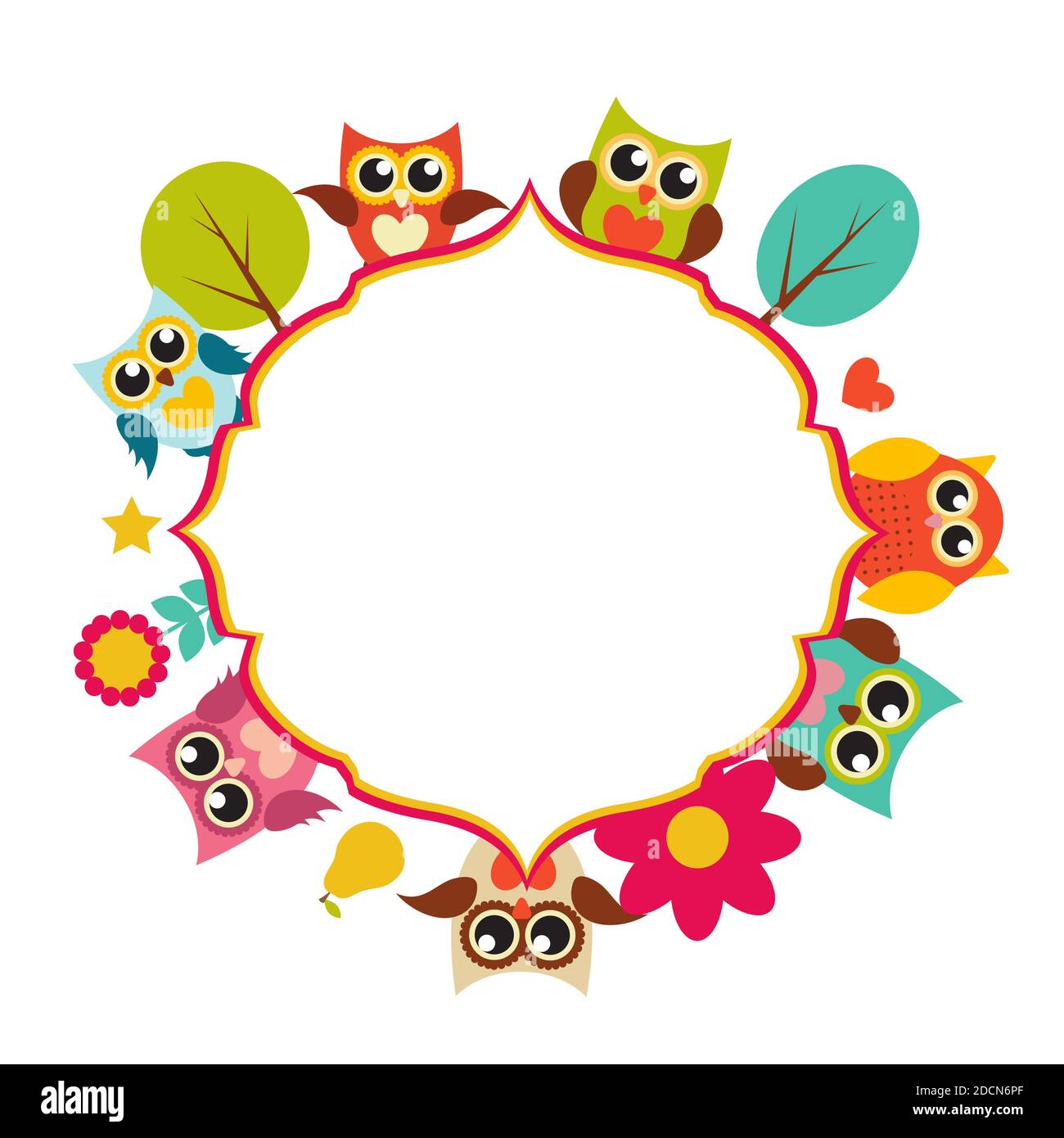 Cute Owl Frame Background Illustration Stock Photo - Alamy