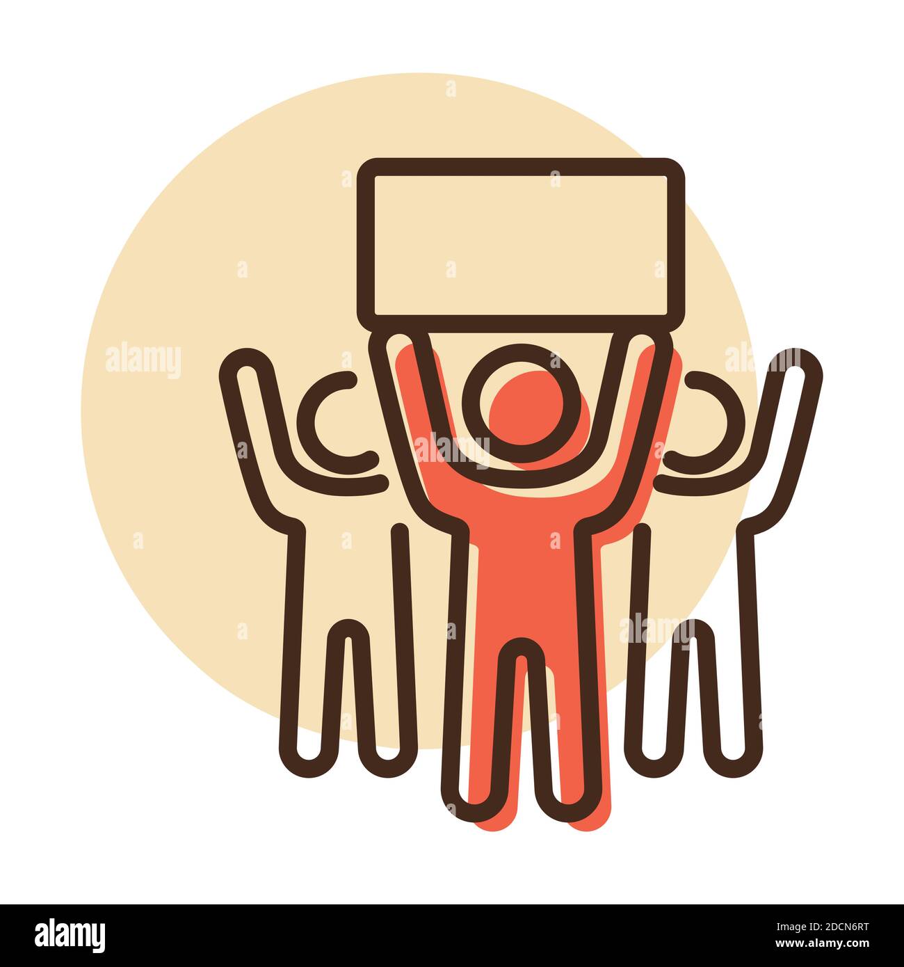 Crowd of people standing and holding in raised hands sign, banner, card ...