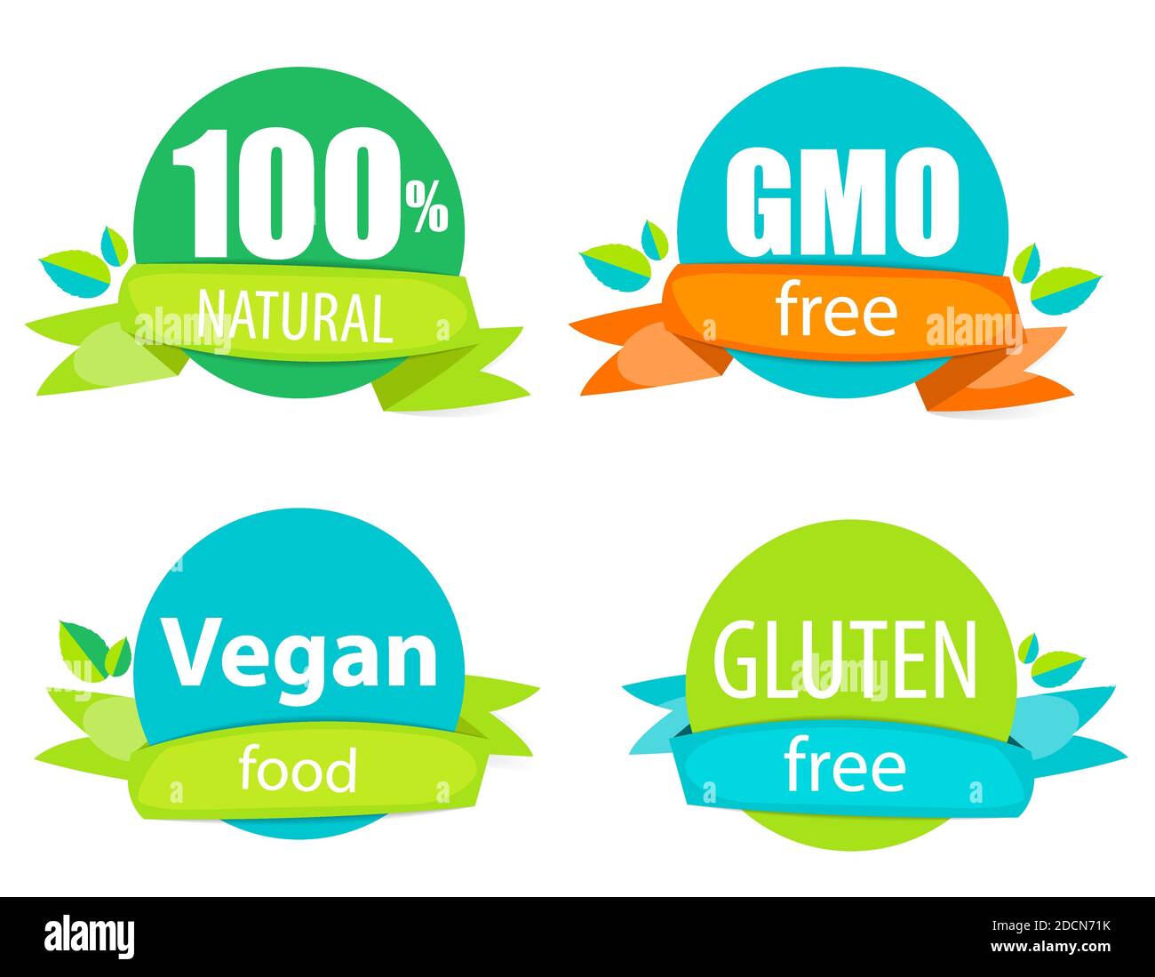Gmo Free, 100 Natutal, Vegan Food and Gluten Free Label Set ...