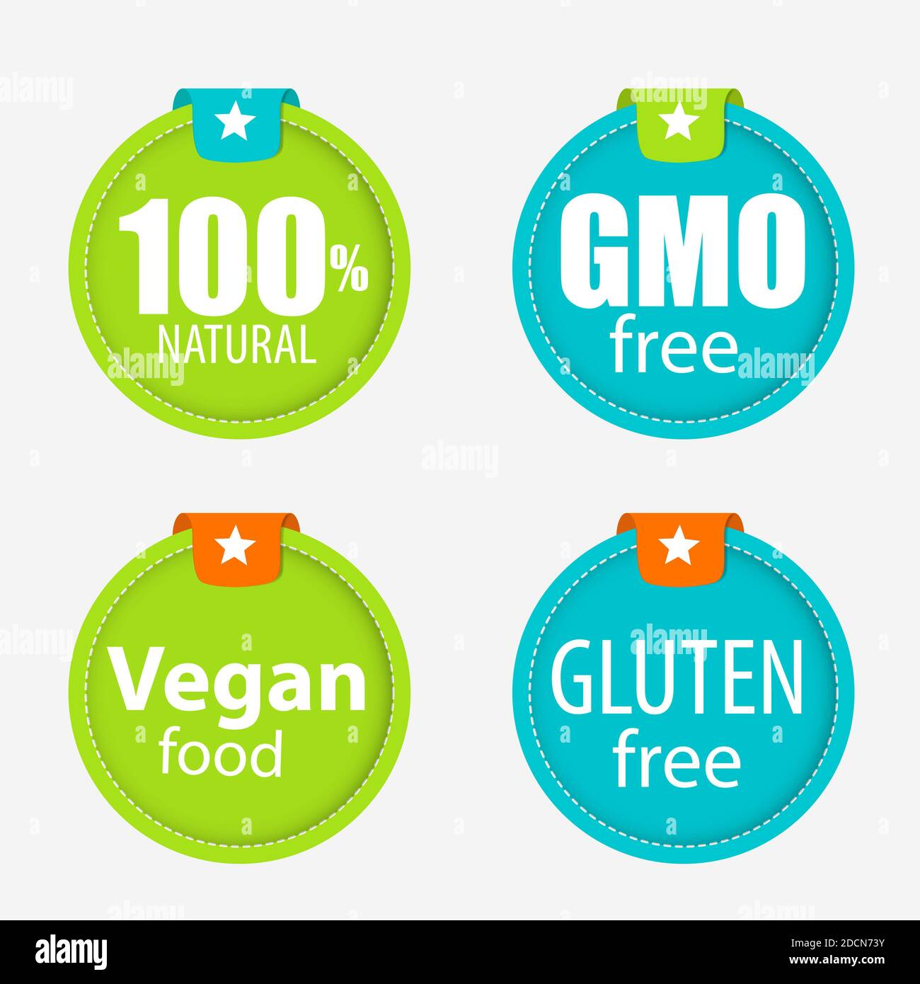 Gmo Free, 100 Natutal, Vegan Food and Gluten Free Label Set ...