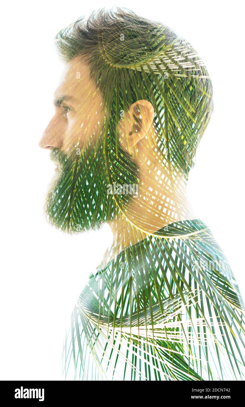 Surreal creative double exposure portrait Stock Photo - Alamy