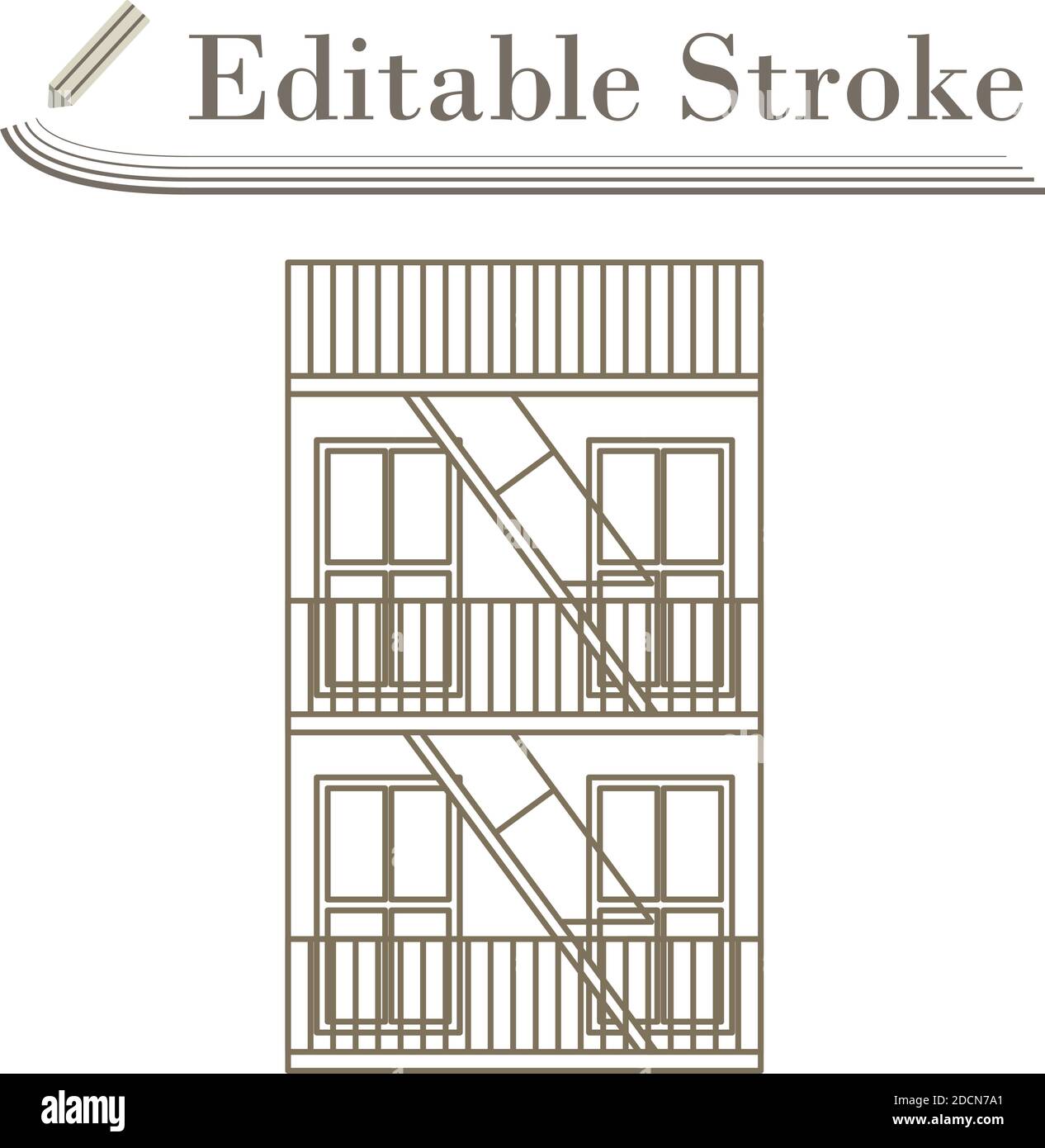 Emergency Fire Ladder Icon. Editable Stroke Simple Design. Vector ...