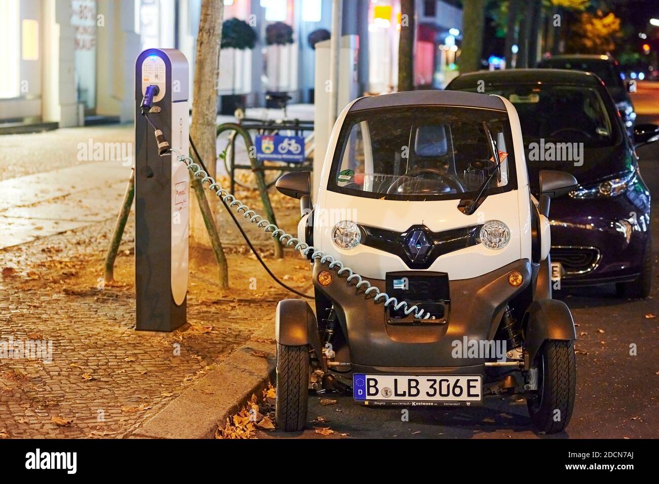 Berlin, Germany - August 16, 2020: View to an electric car that is ...