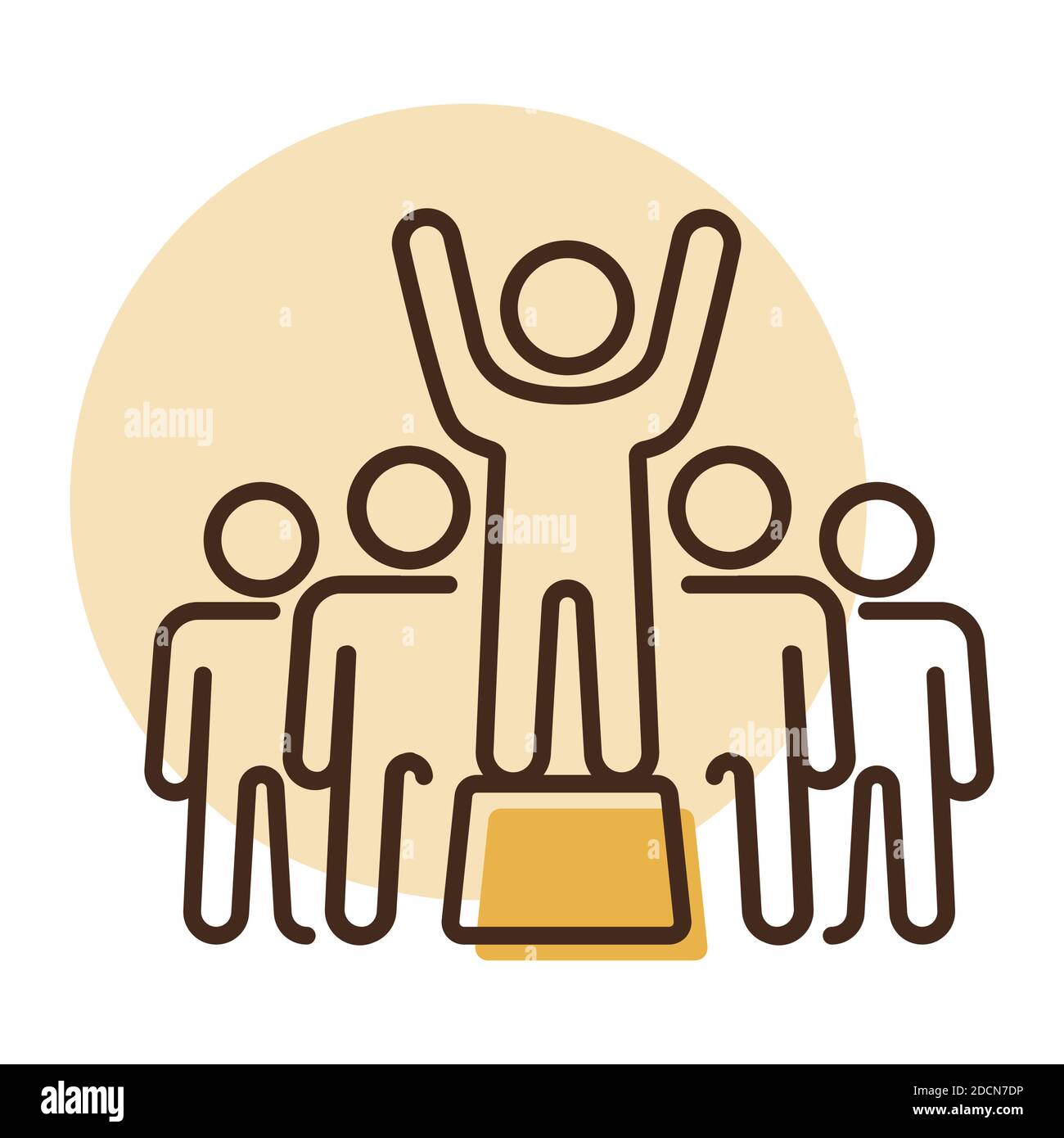 Person speaking in front of crowds vector icon. Demonstration, protest ...