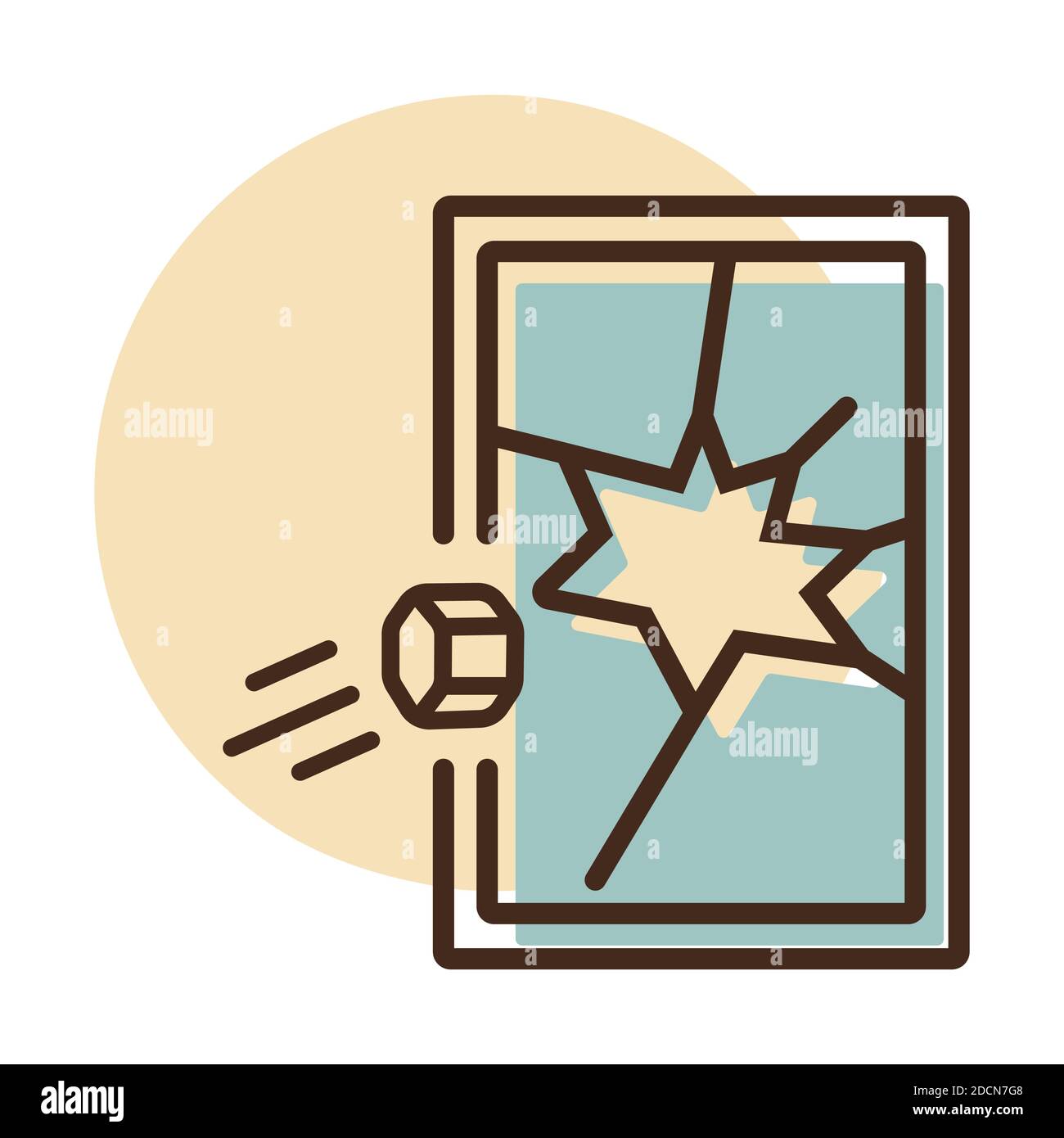 Broken store vector icon. Broken windows and facades of store buildings ...