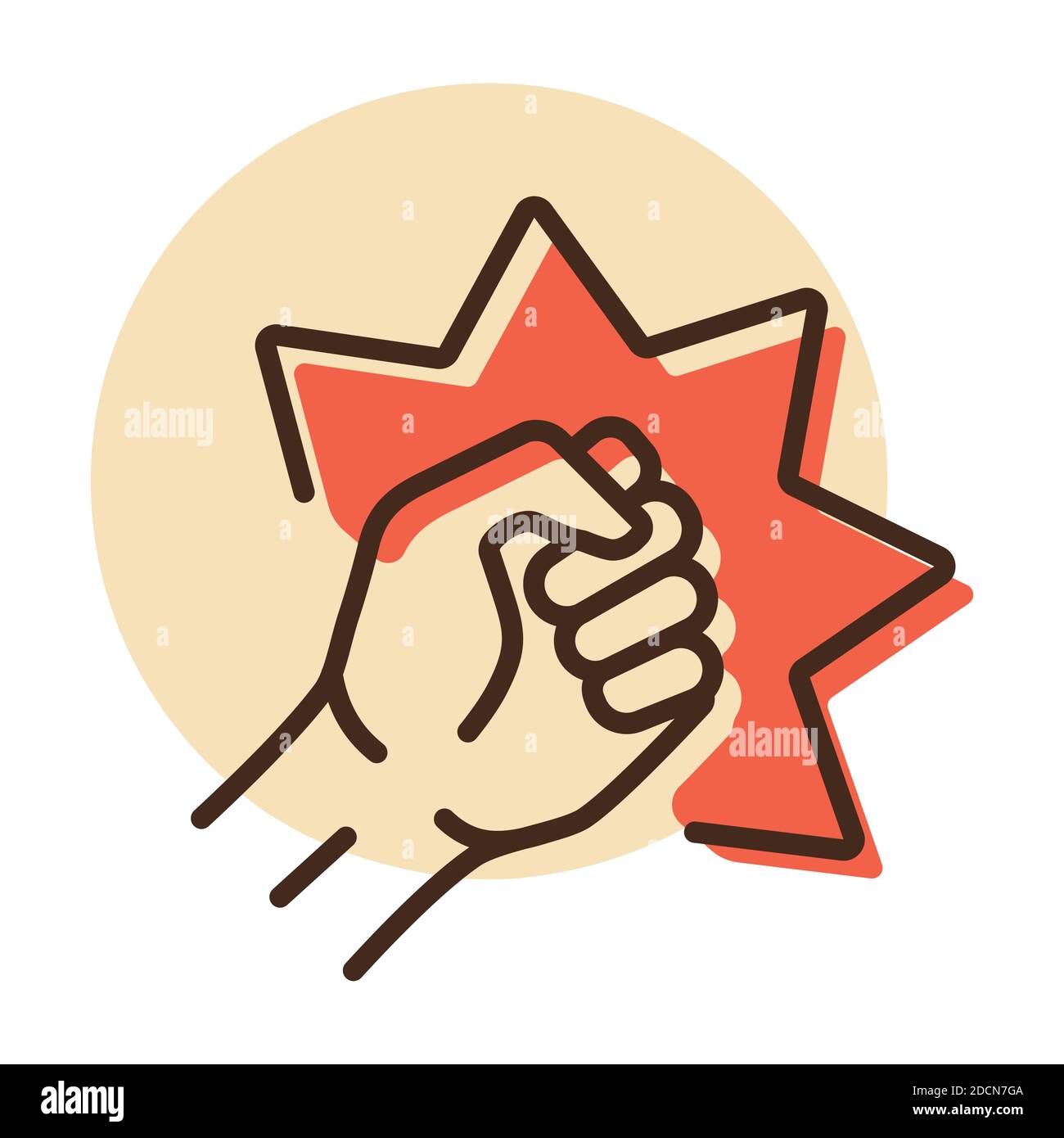 Punch, raised up clenched fist vector icon. Demonstration, protest ...