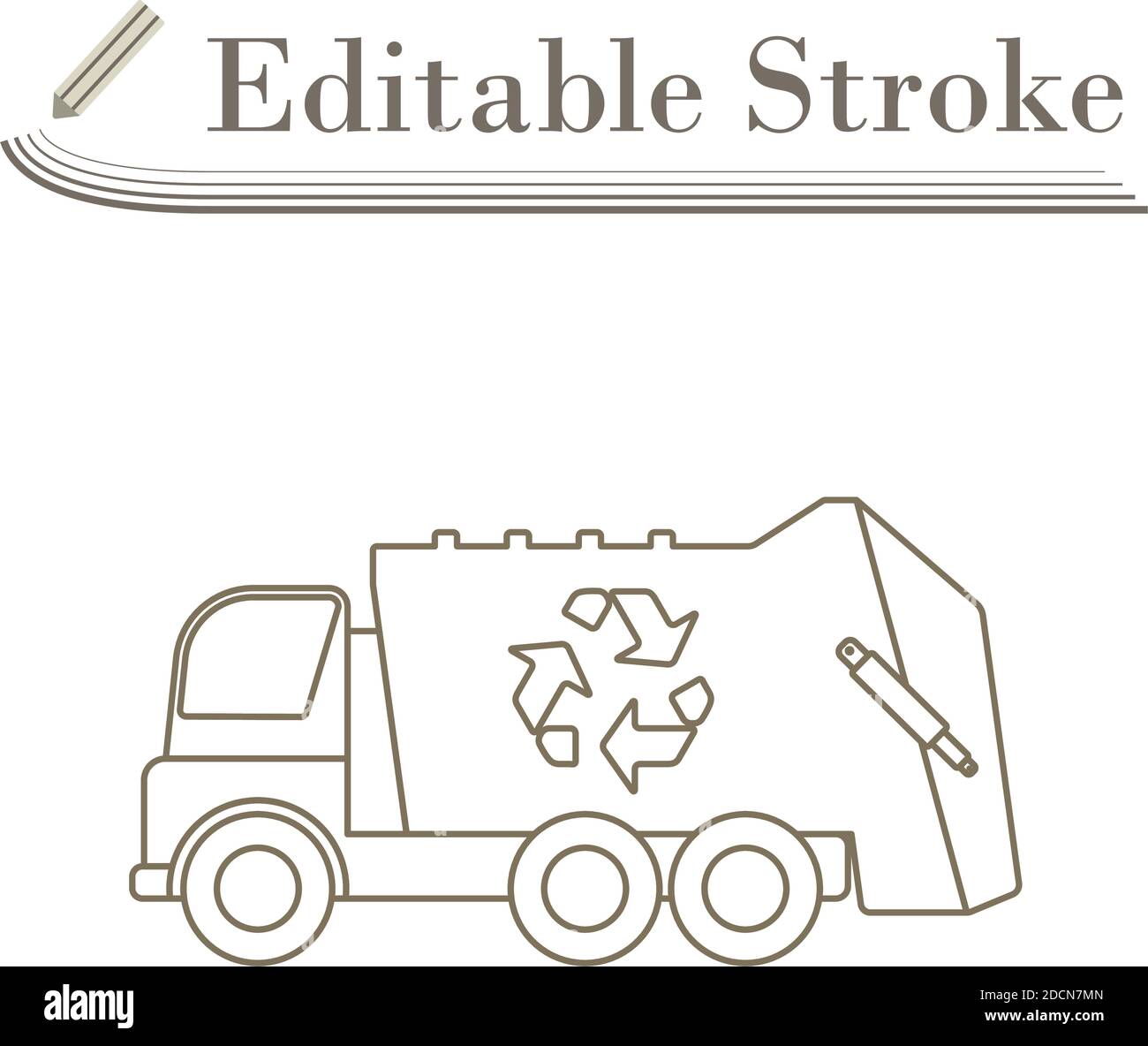 Garbage Car With Recycle Icon. Editable Stroke Simple Design. Vector ...