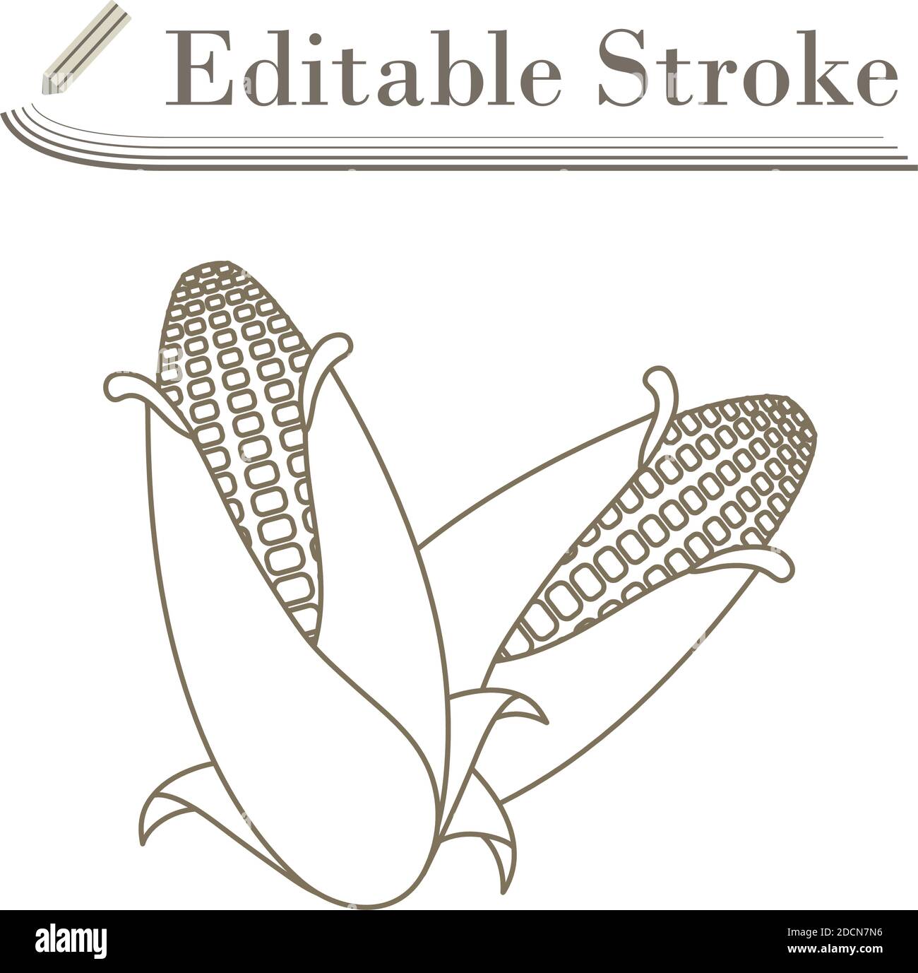 Corn Icon. Editable Stroke Simple Design. Vector Illustration Stock ...