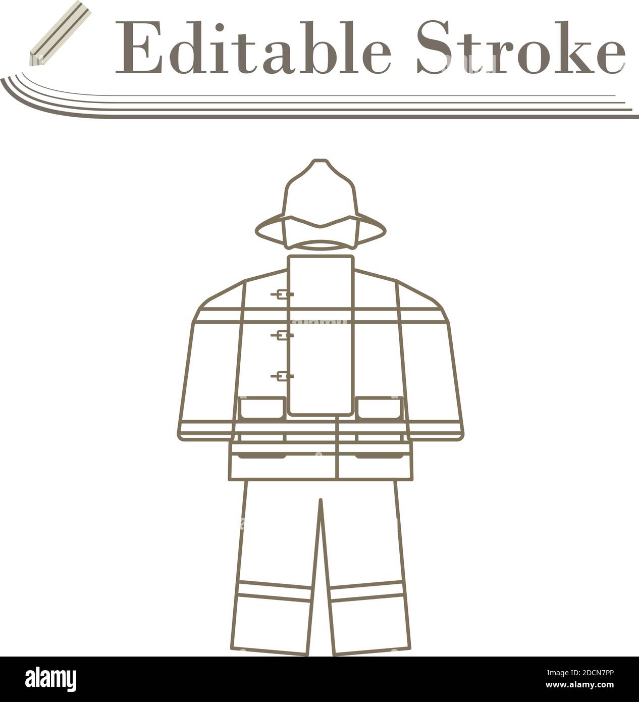 Fire Service Uniform Icon. Editable Stroke Simple Design. Vector ...