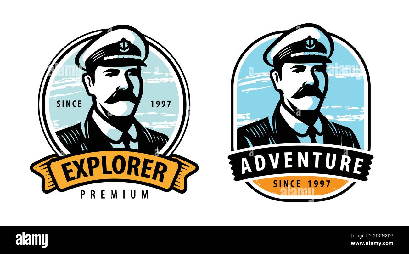 Sea captain emblem. Sailing symbol vector Stock Vector Image & Art - Alamy
