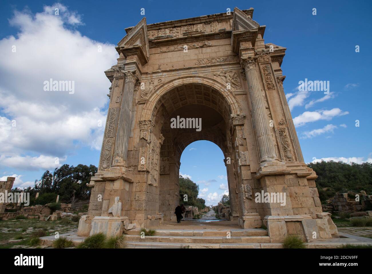 The Arch of Septimius Severus in the archaeological site of Leptis ...