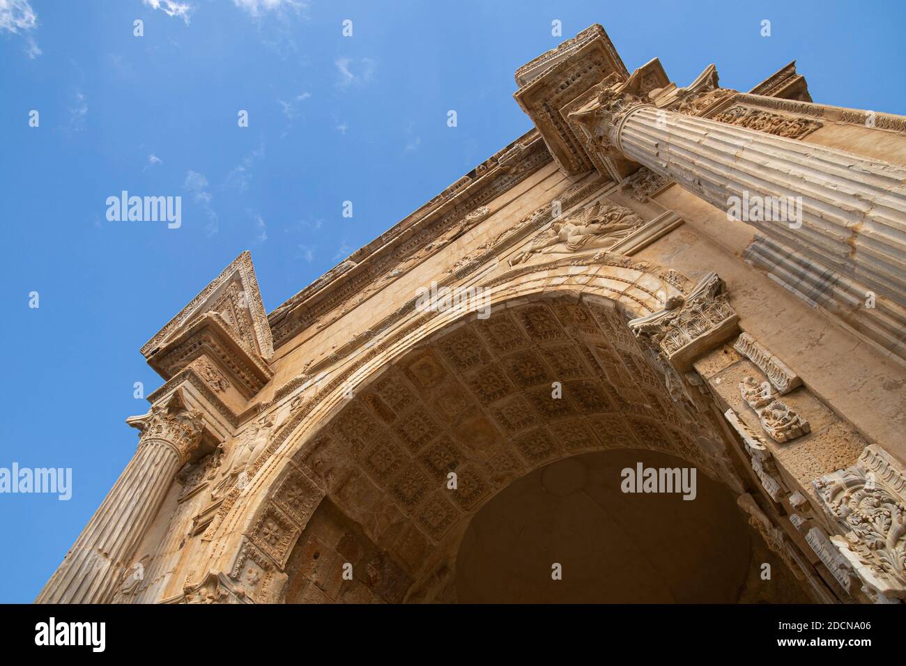 The Arch of Septimius Severus in the archaeological site of Leptis ...