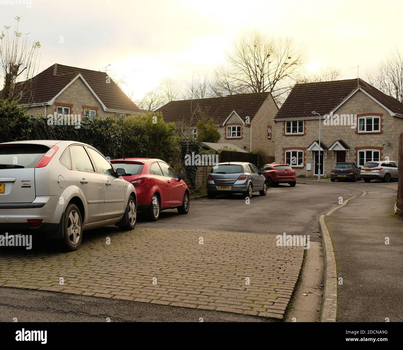 November 2020 - Cars parked in a suburban housing estate in England ...