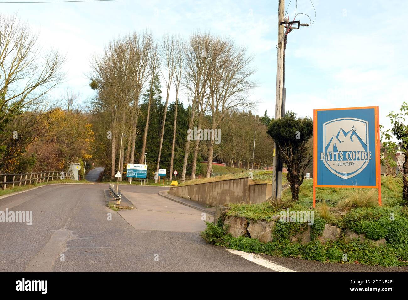 November 2020 - Entrance sign at Batts Combe quarry in the Somerset ...