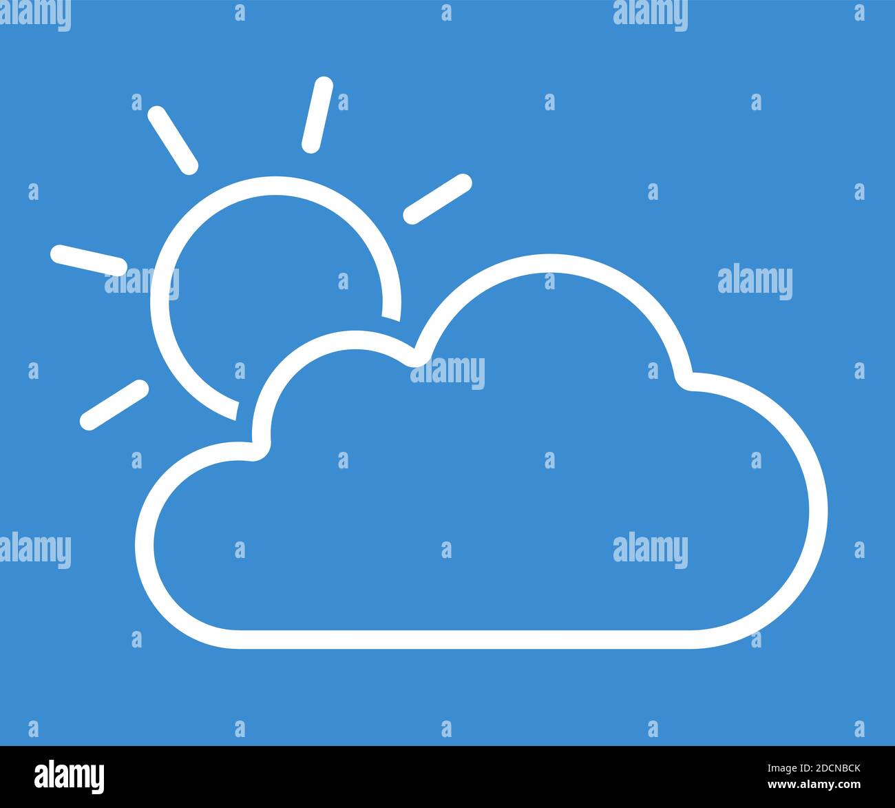 Sun and cloud for cloudy and overcast weather line art icon symbol ...