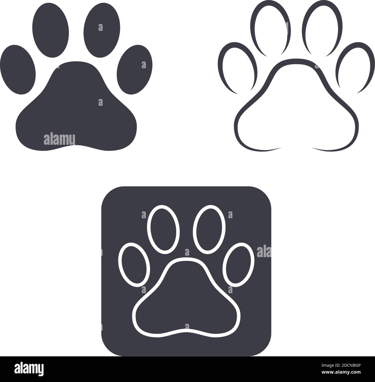 Different pet paw print from dog or cat vector illustration icon Stock ...