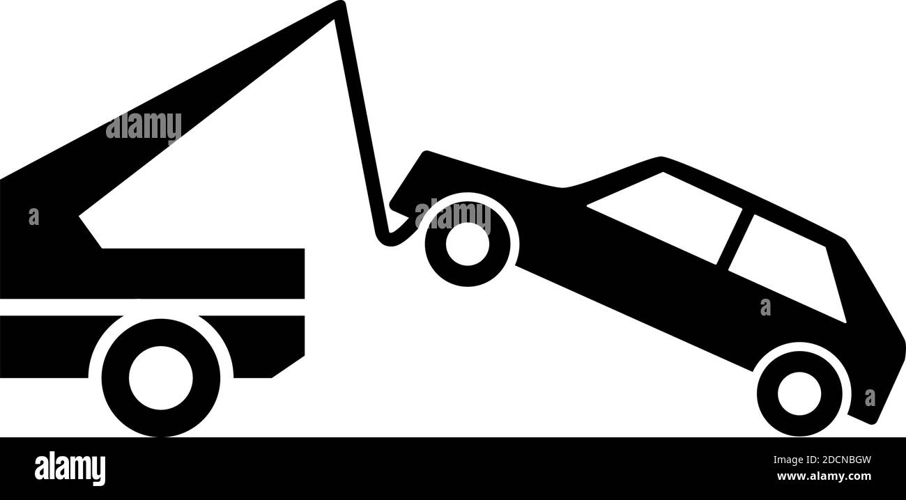Car tow icon and no parking sign isolated symbol on white background ...
