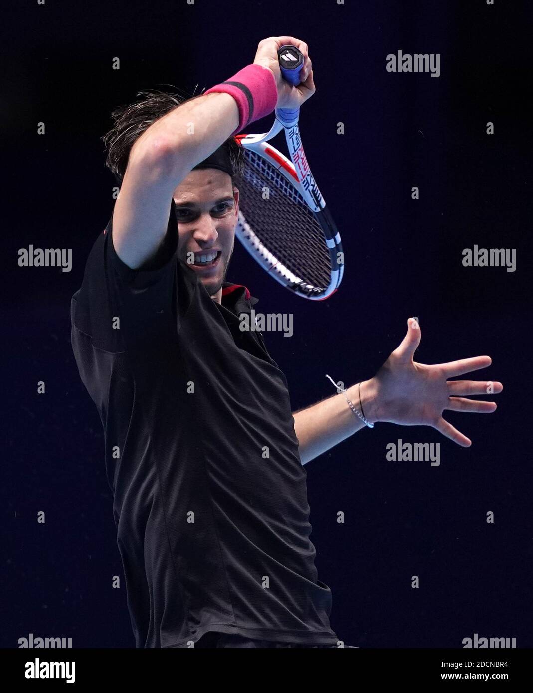 Dominic Thiem in action during the singles final during day eight of ...