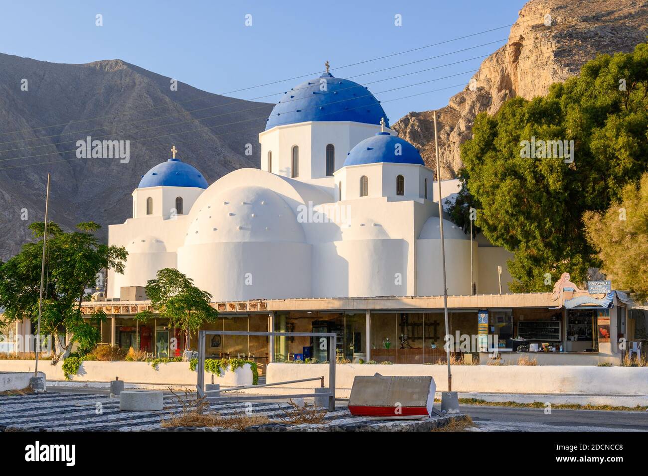 Santorini, Greece - September 16, 2020: Church with blue dome in ...